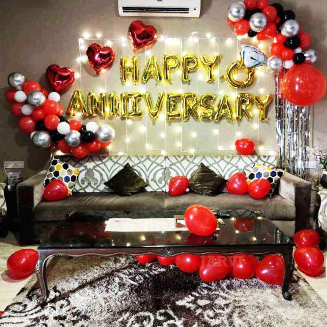 Best 13 Anniversary Balloon Decoration at Home for Couples - StyleLagoon